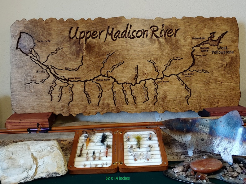 UPPER MADISON River Map Wall Art. Personalized. Handcrafted. - Etsy
