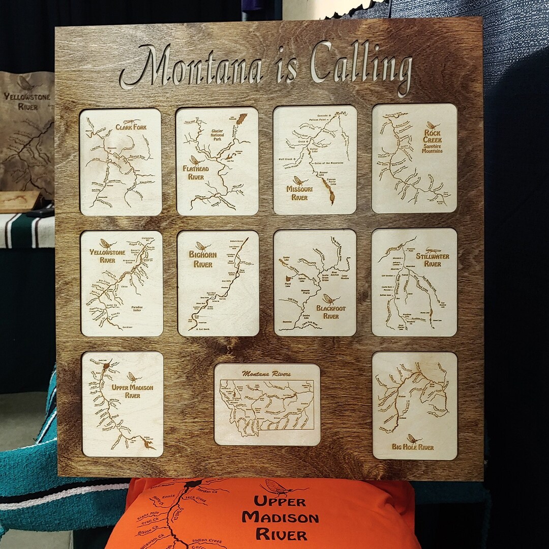 RIVER MAPS WALL Art 22x23" Personalized With Title and Locations. 500 ...