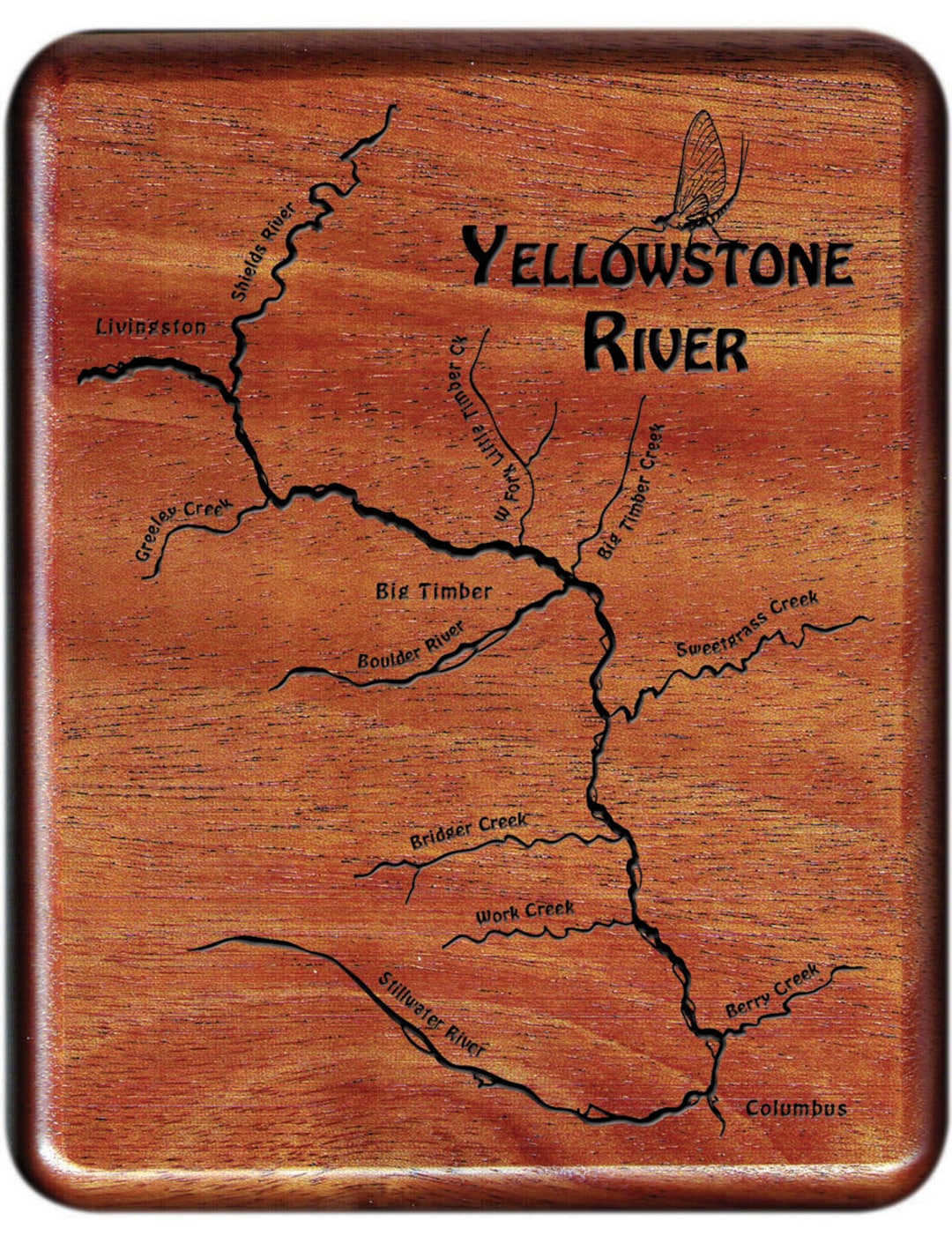 Yellowstone River Map Fly Box, Middle - Handcrafted, Custom Designed ...