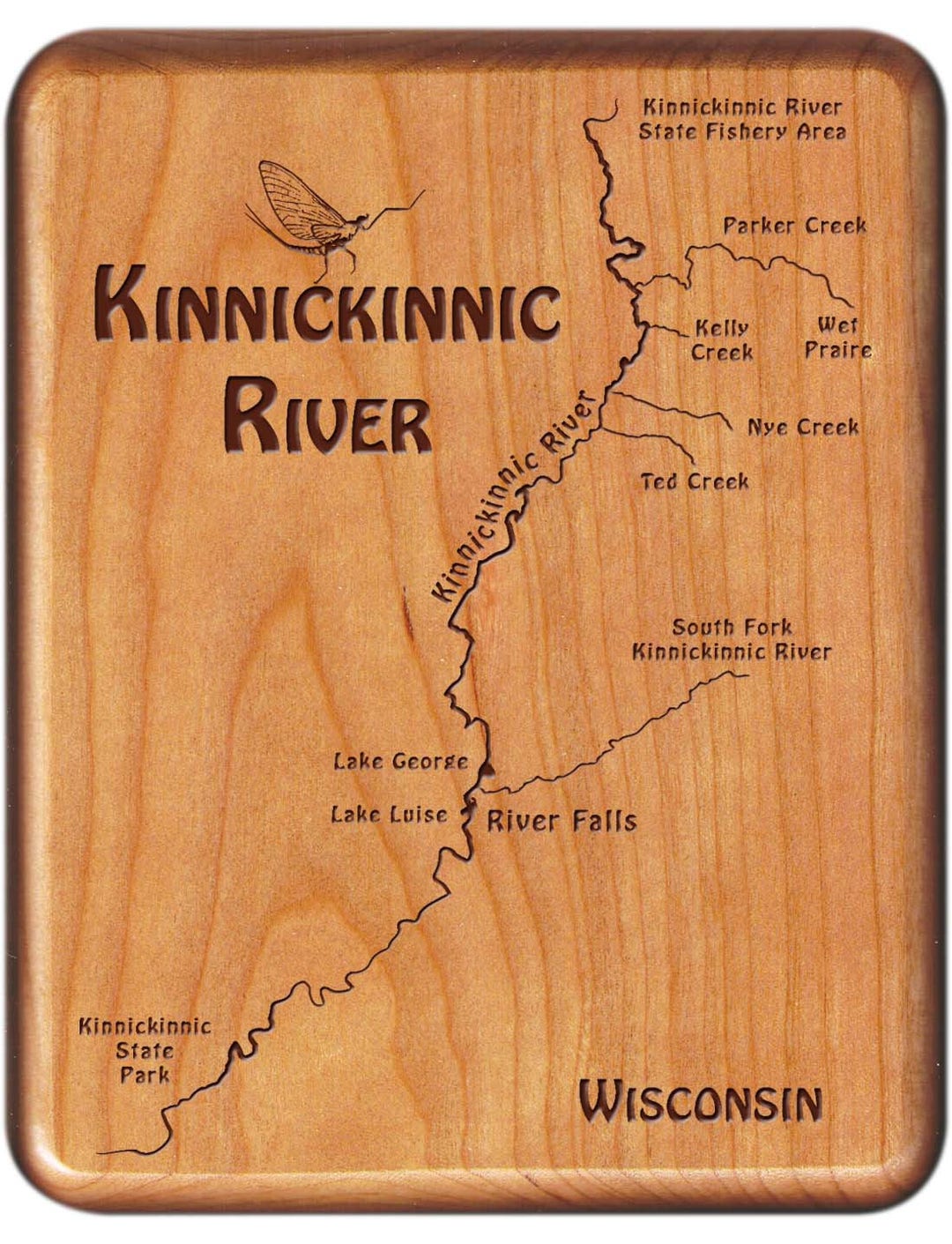 Kinnickinnic River Map Fly Box - Handcrafted, Custom Designed, Laser ...