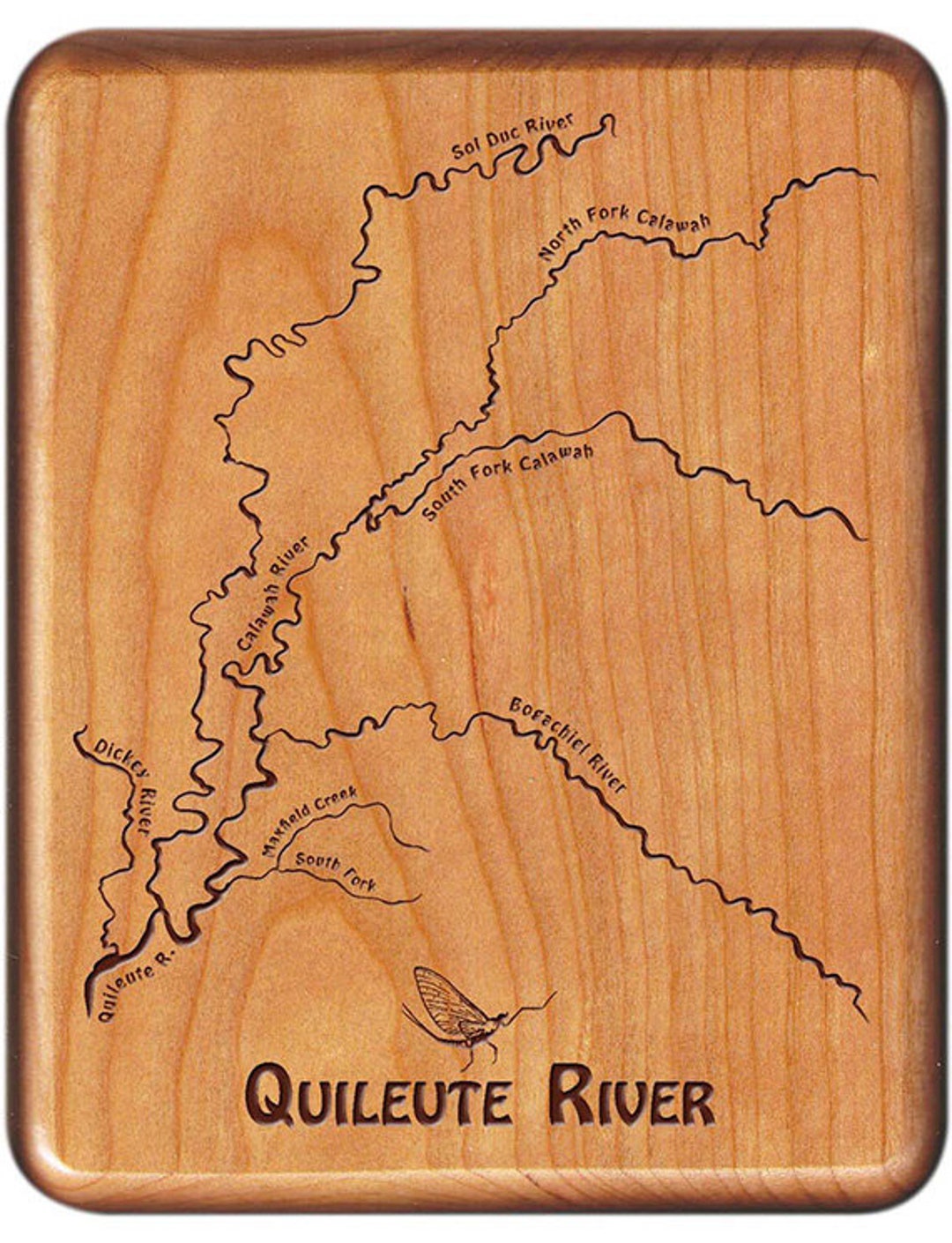 QUILEUTE RIVER MAP Fly Fishing Fly Box - Handcrafted, Custom Engraved ...