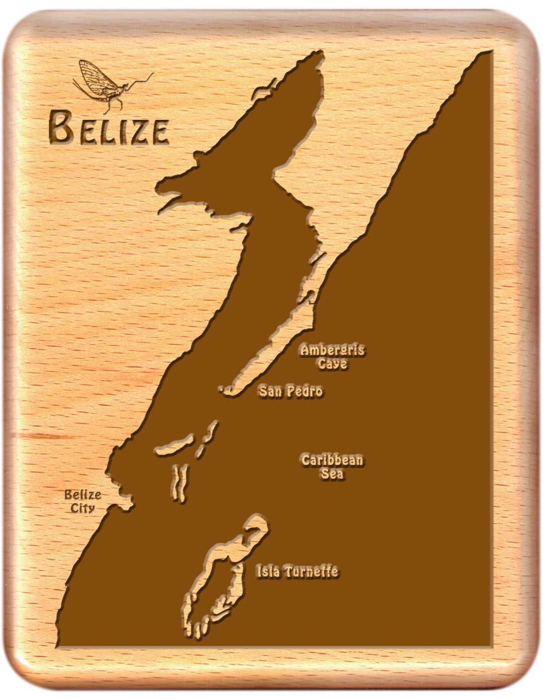 BELIZE RIVER Map Fly Box. Personalized Handcrafted, Custom Laser ...