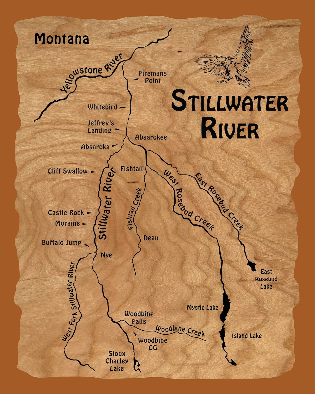 RIVER MAP POSTER 16x20. Customize - 100's of Map Choices. Personlized ...