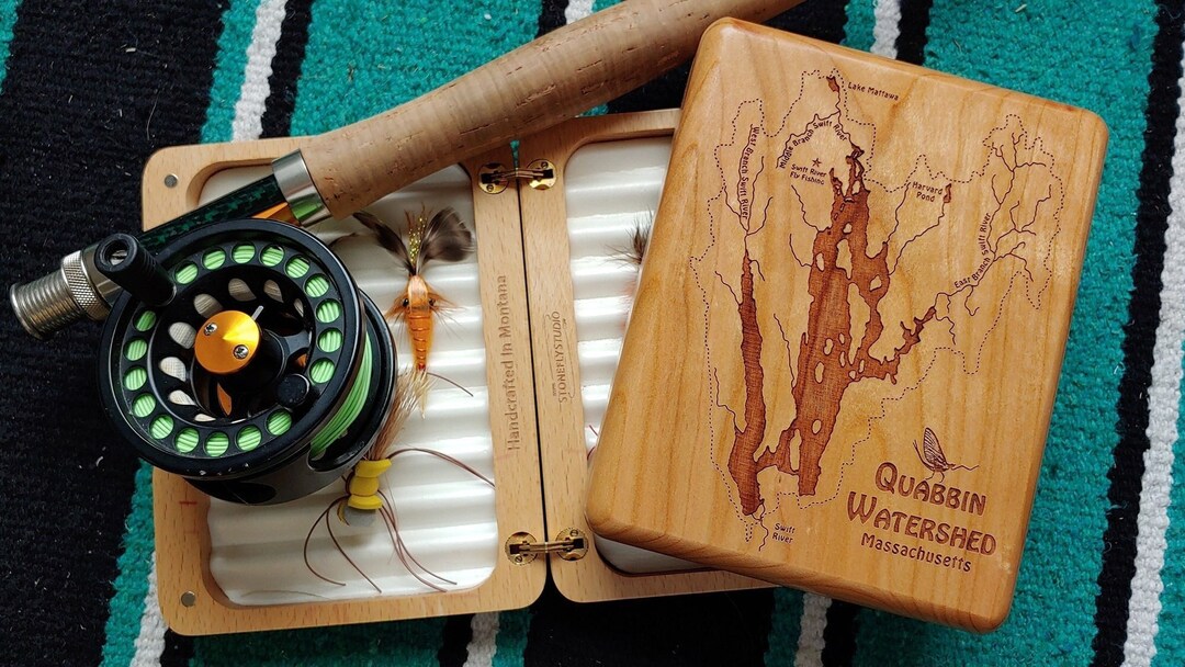 SWIFT RIVER Map Quabbin Watershed MA Fly Fishing Box. Personalized ...