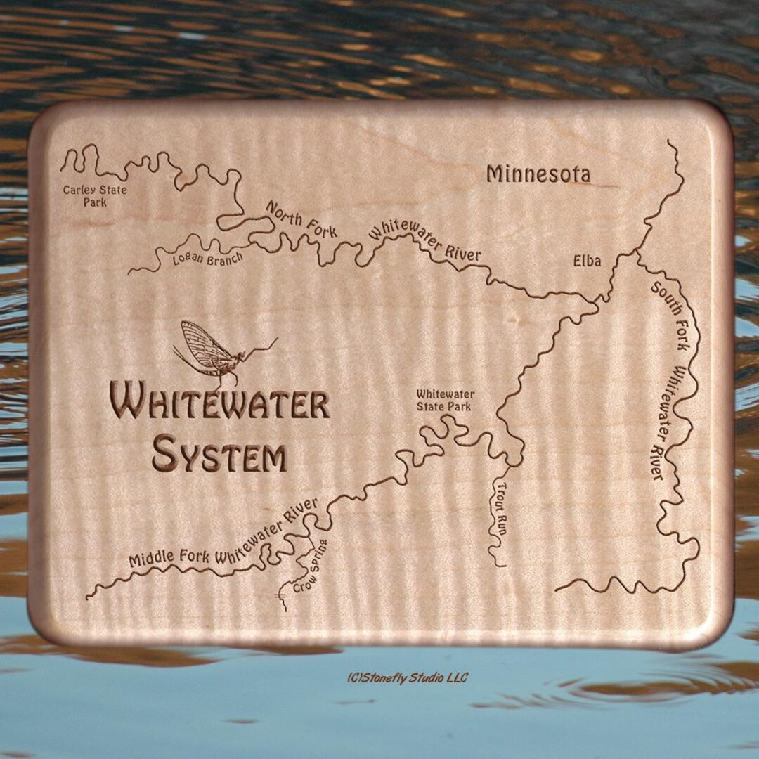 WHITEWATER RIVER Map Fly Box. Personalized, Handcrafted, Custom Laser ...