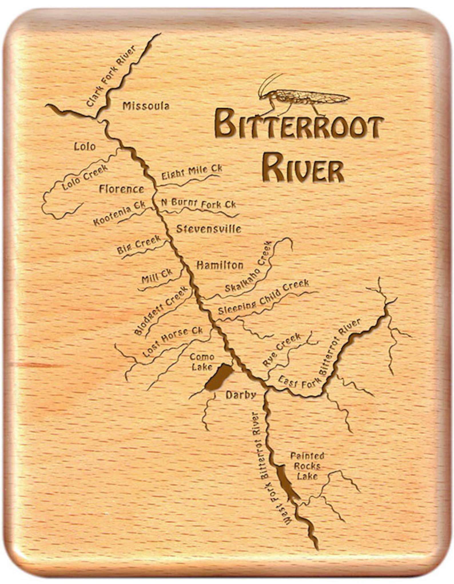 BITTERROOT RIVER MAP Fly Fishing Fly Box Custom Engraved and - Etsy