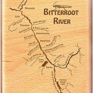 BITTERROOT RIVER Map Fly Fishing Fly Box. Personalized Custom Laser ...
