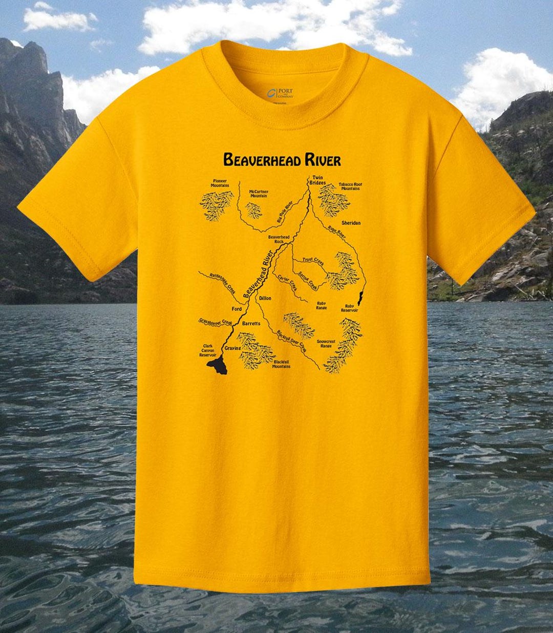 CUSTOM RIVER MAP T Shirt. Choose Your River Map From 500+ Stonefly ...