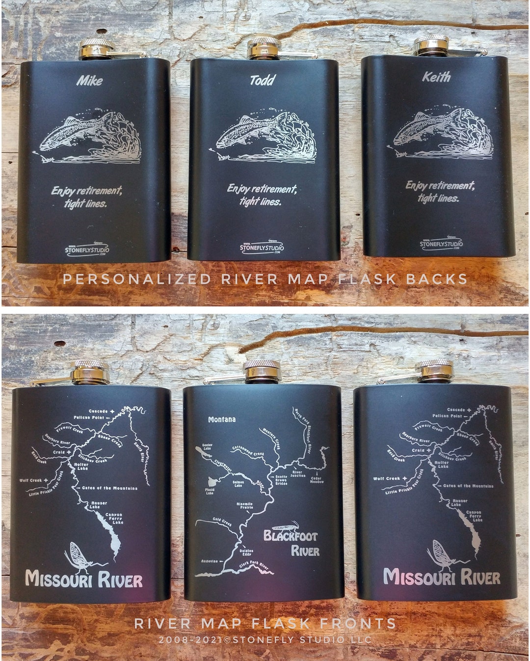 RIVER MAP FLASKS - Personalized Gift With A Pre-designed River Map ...