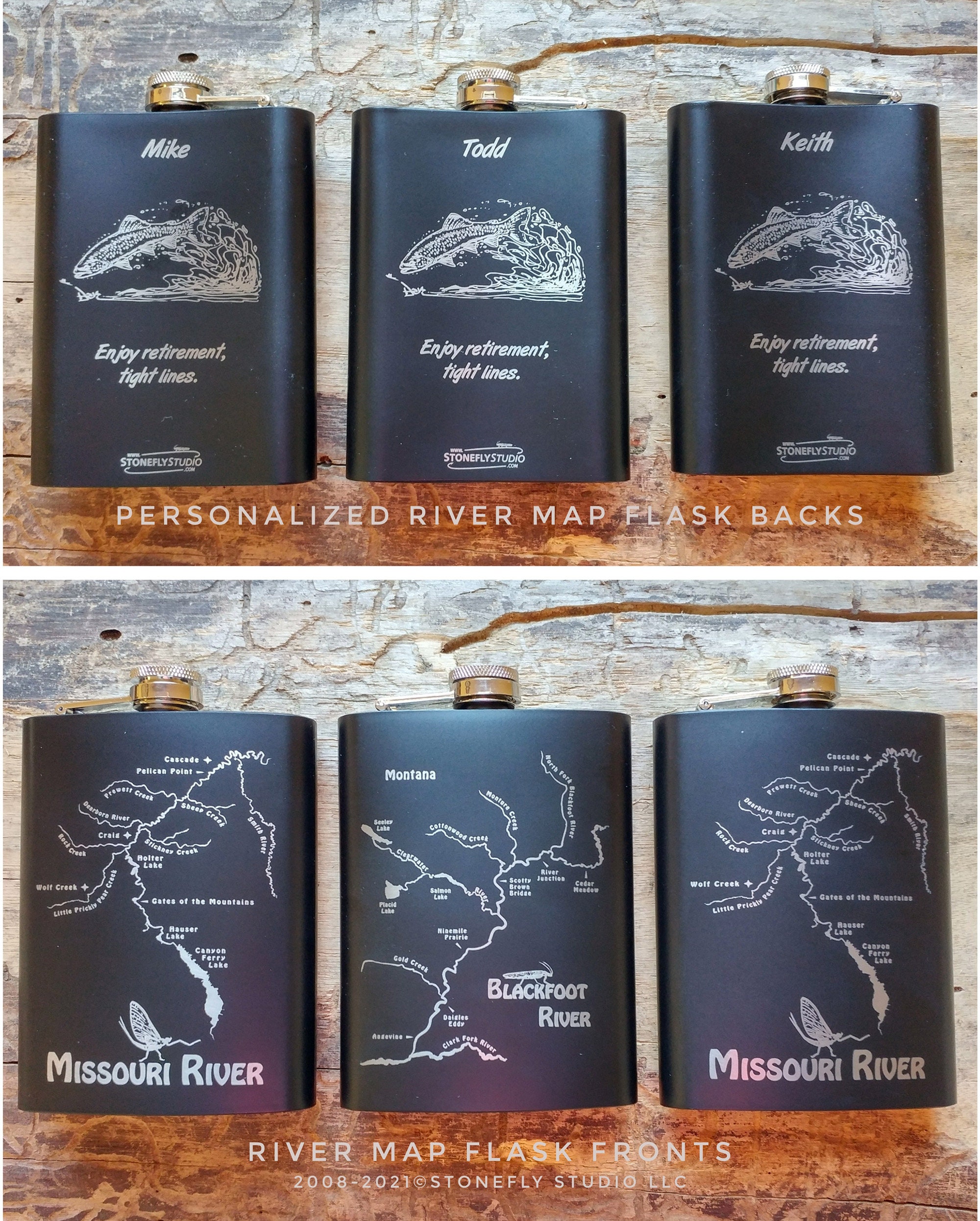 RIVER MAP FLASKS - Personalized Gift With A Pre-designed River Map ...