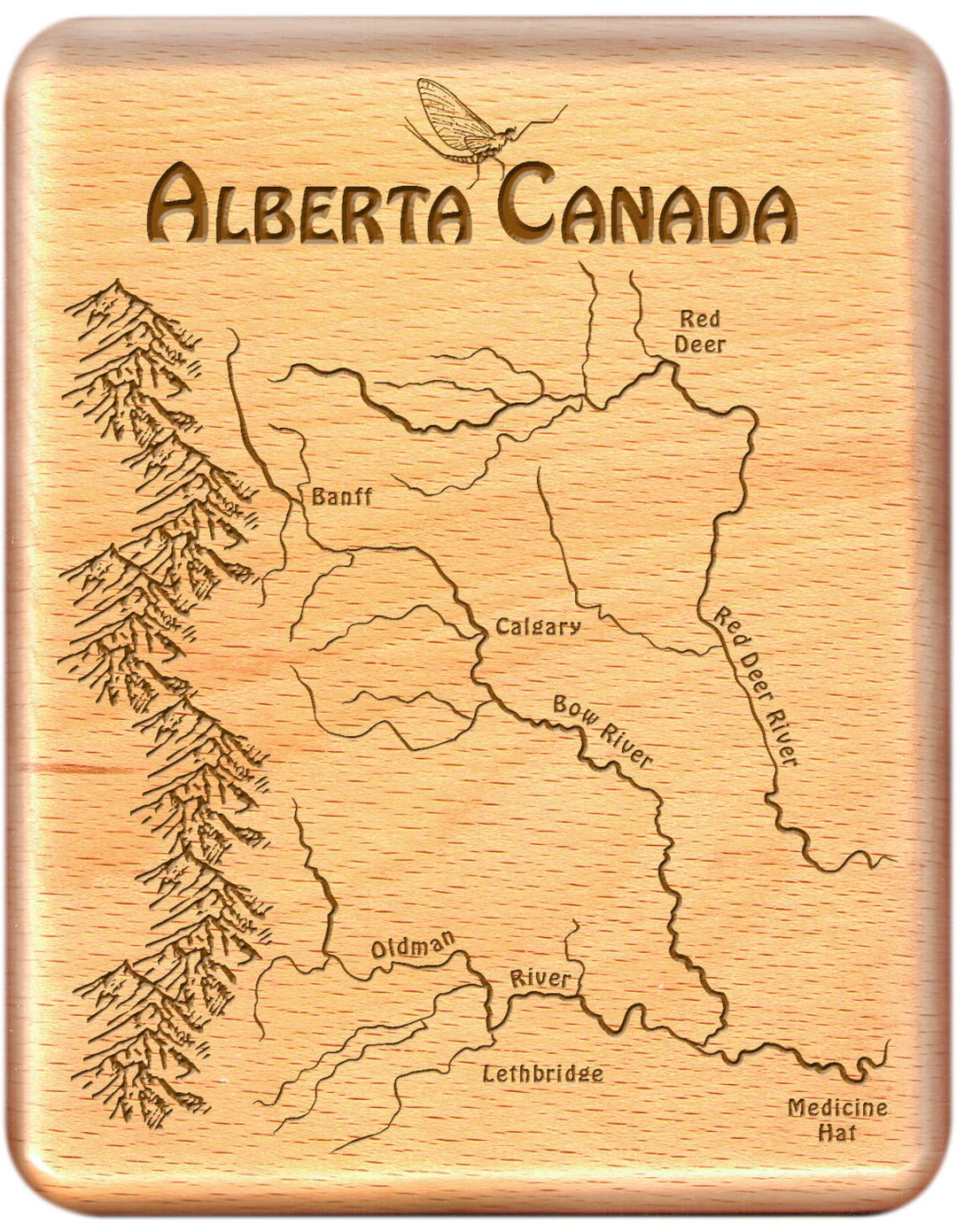 Oldman-bow-red Deer Watershed River Map Fly Box: Personalized Engraved ...