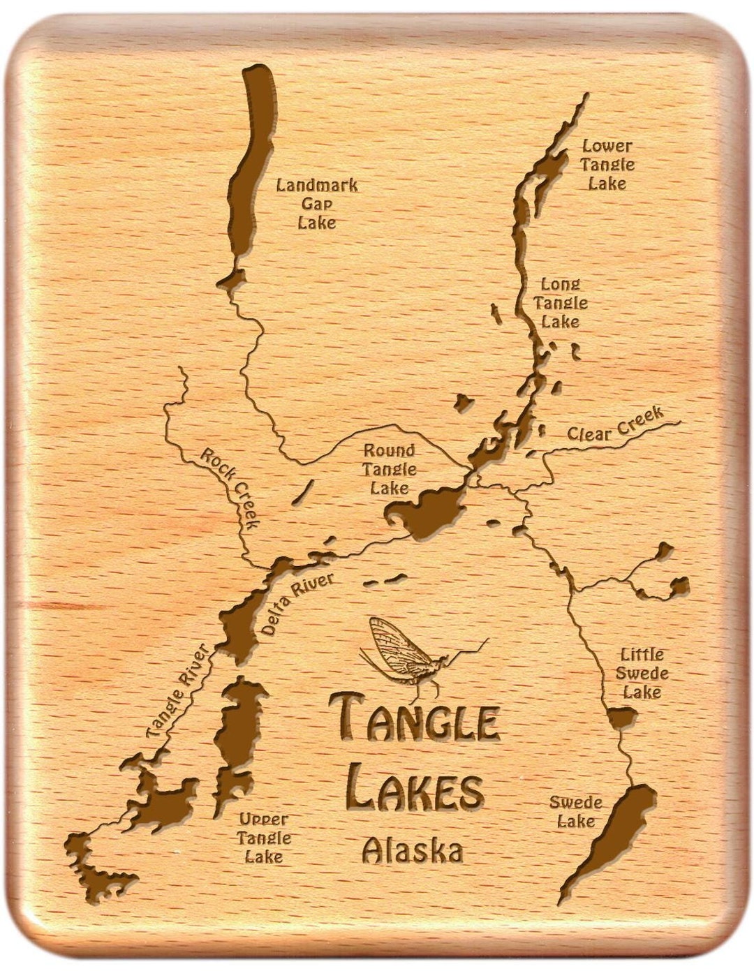 TANGLE LAKES River Map Fly Box. Personalized, Handcrafted, Custom Laser ...