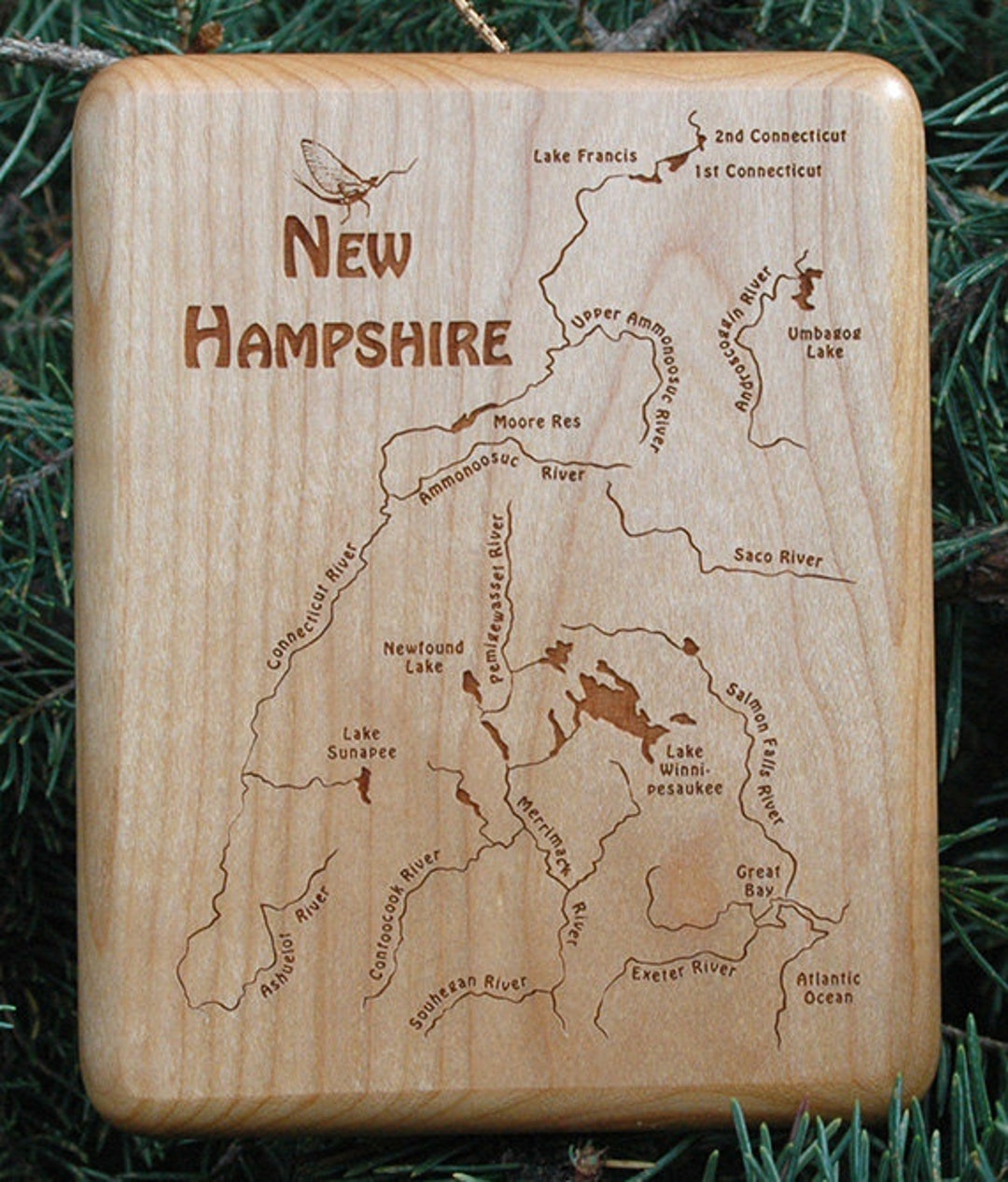 NEW HAMPSHIRE Rivers Maps Fly Fishing Box Personalized, Handcrafted ...