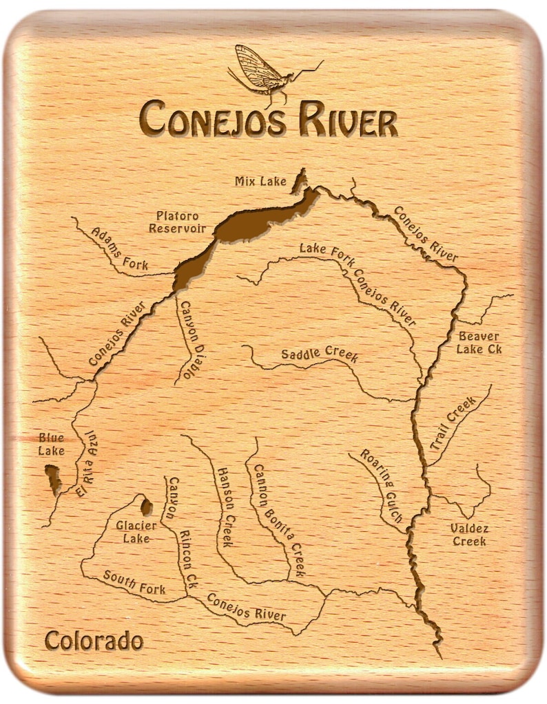 CONEJOS RIVER Map Fly Box Personalized Handcrafted Laser - Etsy