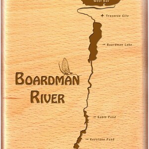 BOARDMAN RIVER MAP Fly Fishing Box - Custom Engraved and Personalized ...