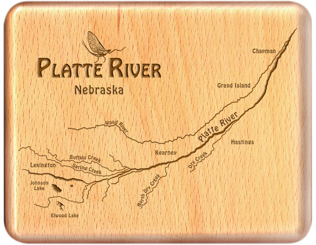 PLATTE RIVER Map Fly Box - Personalized Gift, Custom Designed, Laser ...
