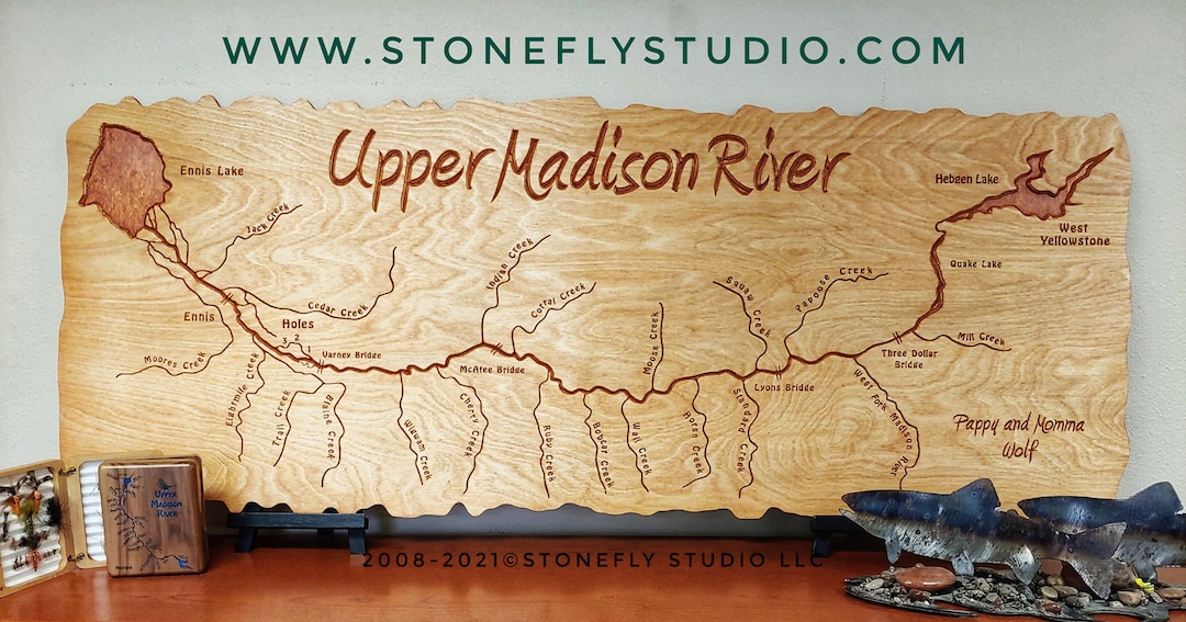 UPPER MADISON River Map Wall Art. Personalized. Handcrafted. Custom ...