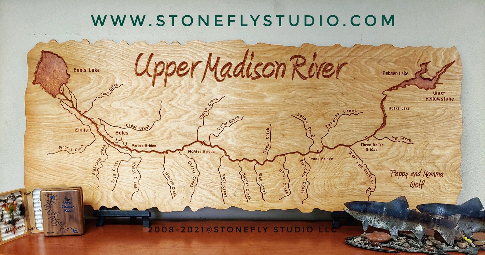 UPPER MADISON River Map Wall Art. Personalized. Handcrafted. Custom ...