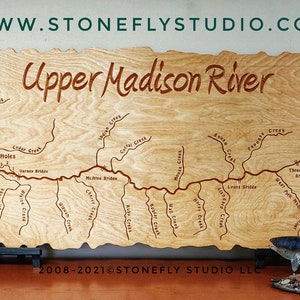 UPPER MADISON River Map Wall Art. Personalized. Handcrafted. Custom ...