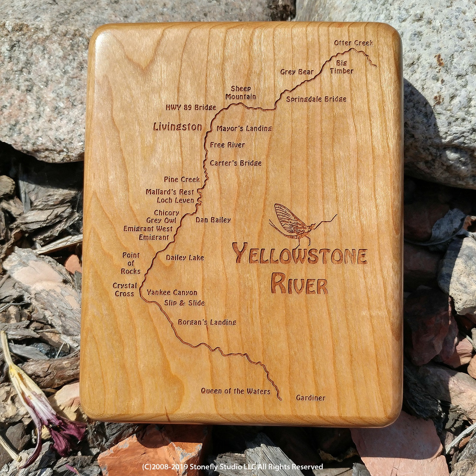YELLOWSTONE RIVER ACCESS Map Fly Box -personalized, Custom Laser ...
