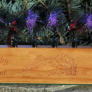 FLY HOLDER Fly Fishing Tied Flies Display 8 Clip - Personalized Gift ...