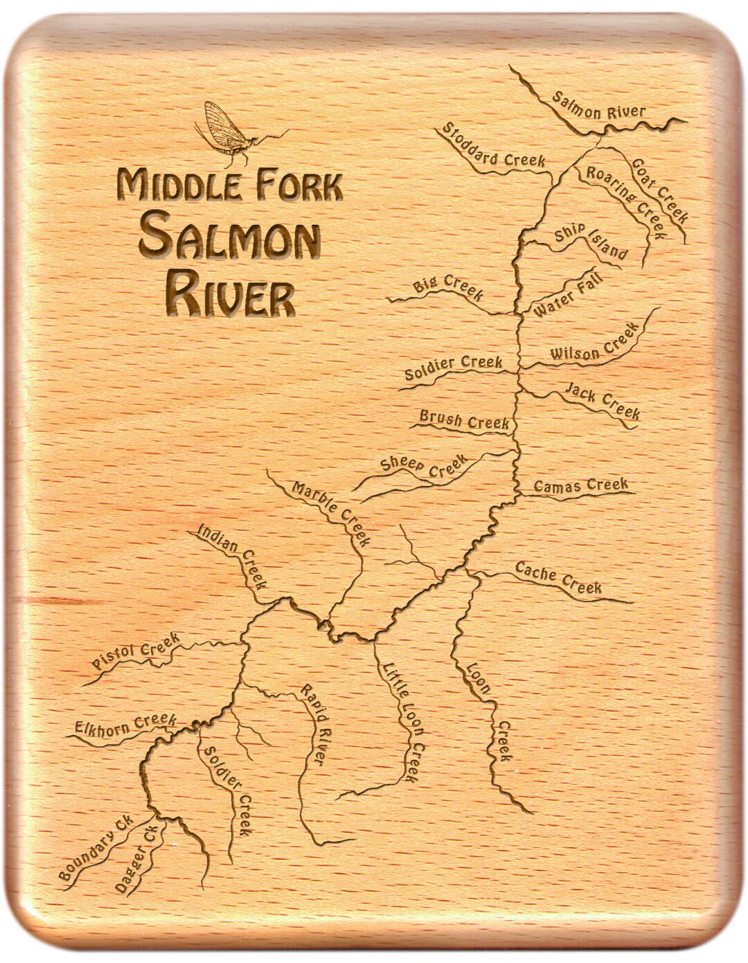 SALMON RIVER - Middle Fork Map Fly Fishing Box - Personalized, Custom ...