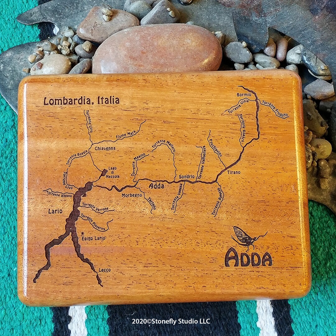 ADDA RIVER Map Fly Box - Personalized, Custom Designed, Laser Engraved ...