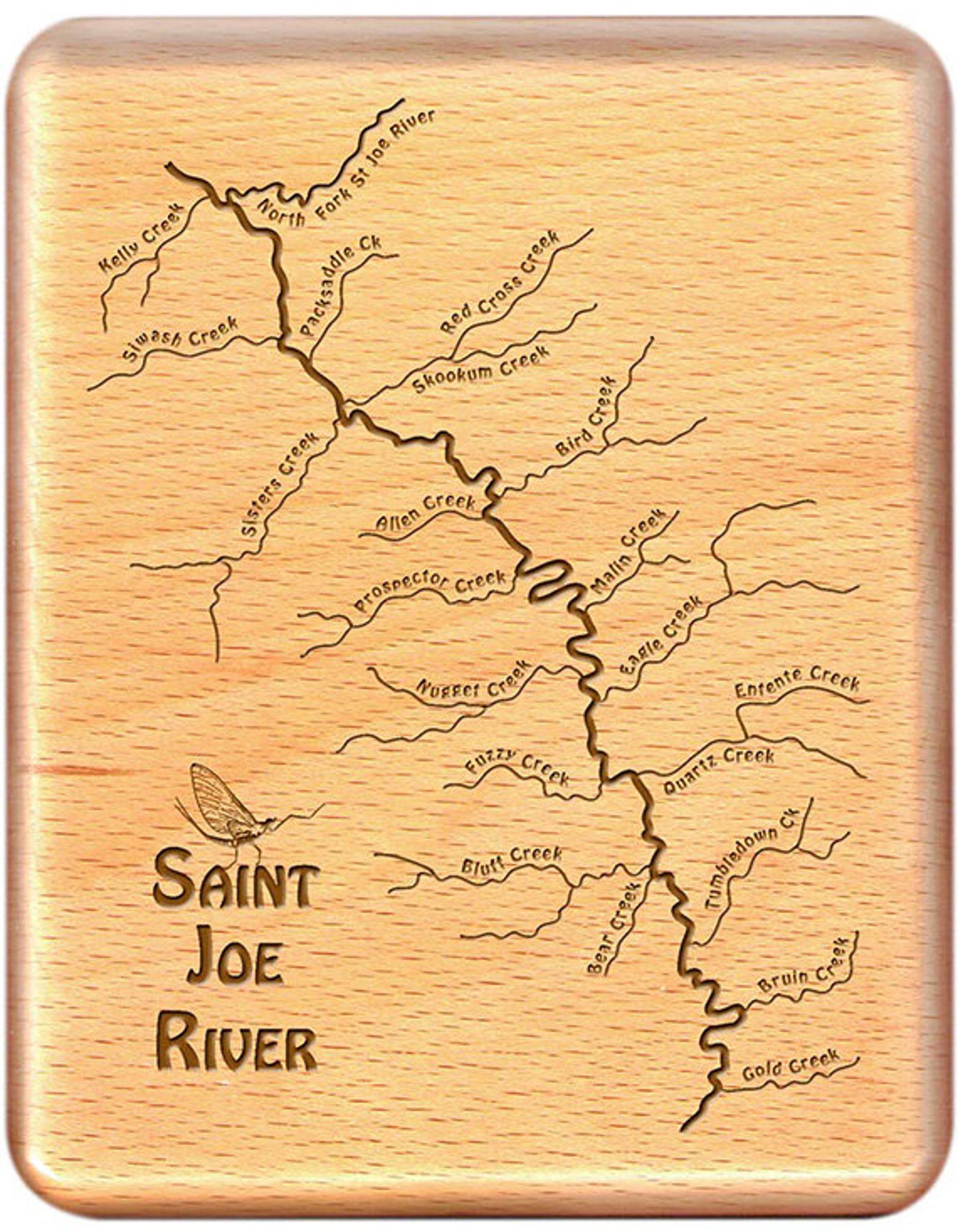SAINT JOE RIVER Map Fly Box Handcrafted Custom Engraved | Etsy