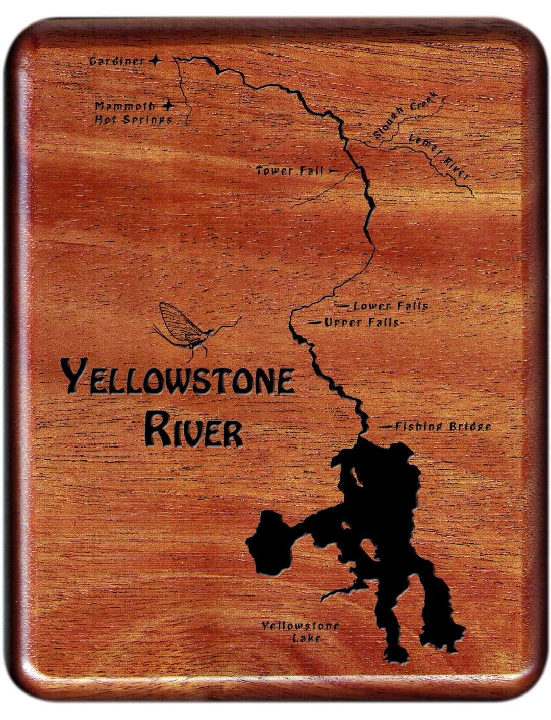 YELLOWSTONE RIVER MAP - Yellowstone National Park Fly Fishing Fly Box ...