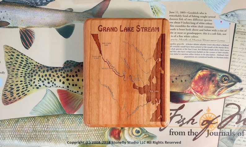 GRAND LAKE STREAM River Map Fly Box Handcrafted Custom - Etsy