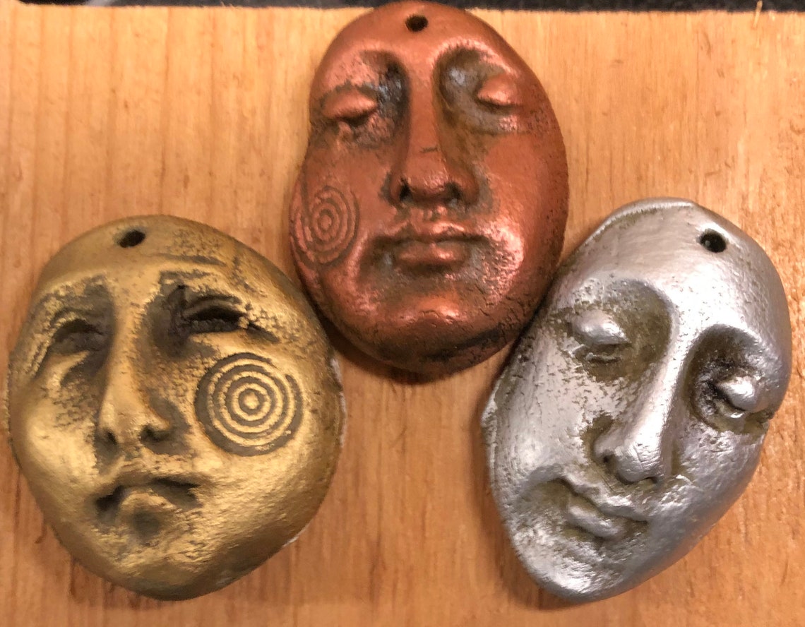 Burnished Trio Earthenware Faces - Etsy