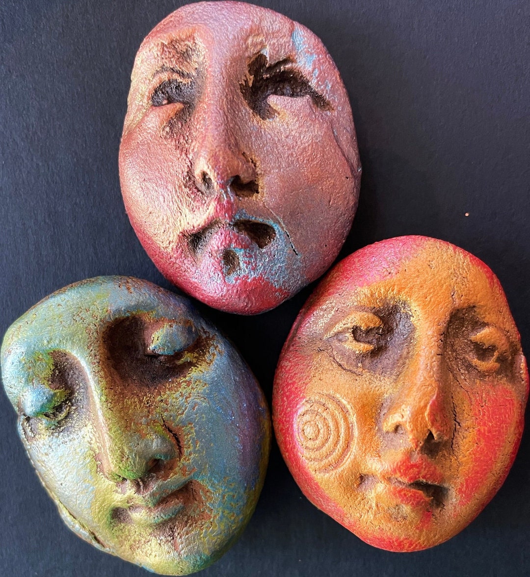Three Celtic Forge Earthenware Shard Faces - Etsy