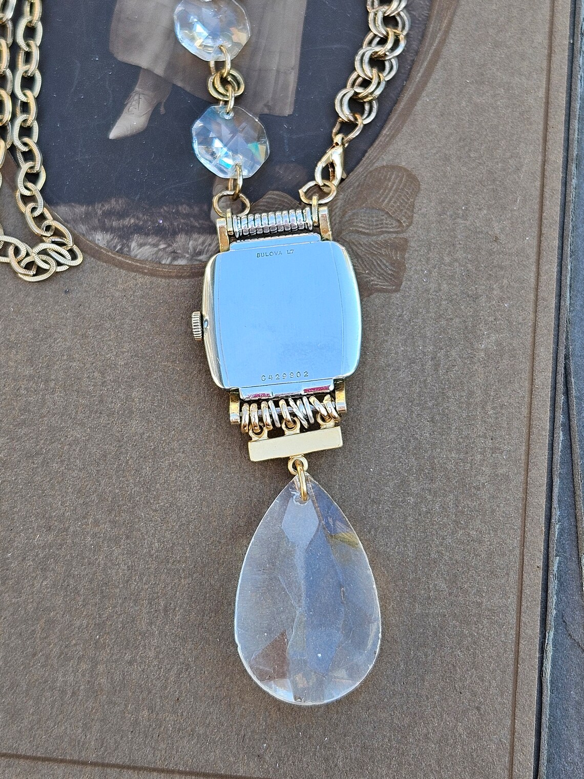 Vintage Bulova Watch Pendant Necklace, Repurposed Vintage Bulova Watch ...
