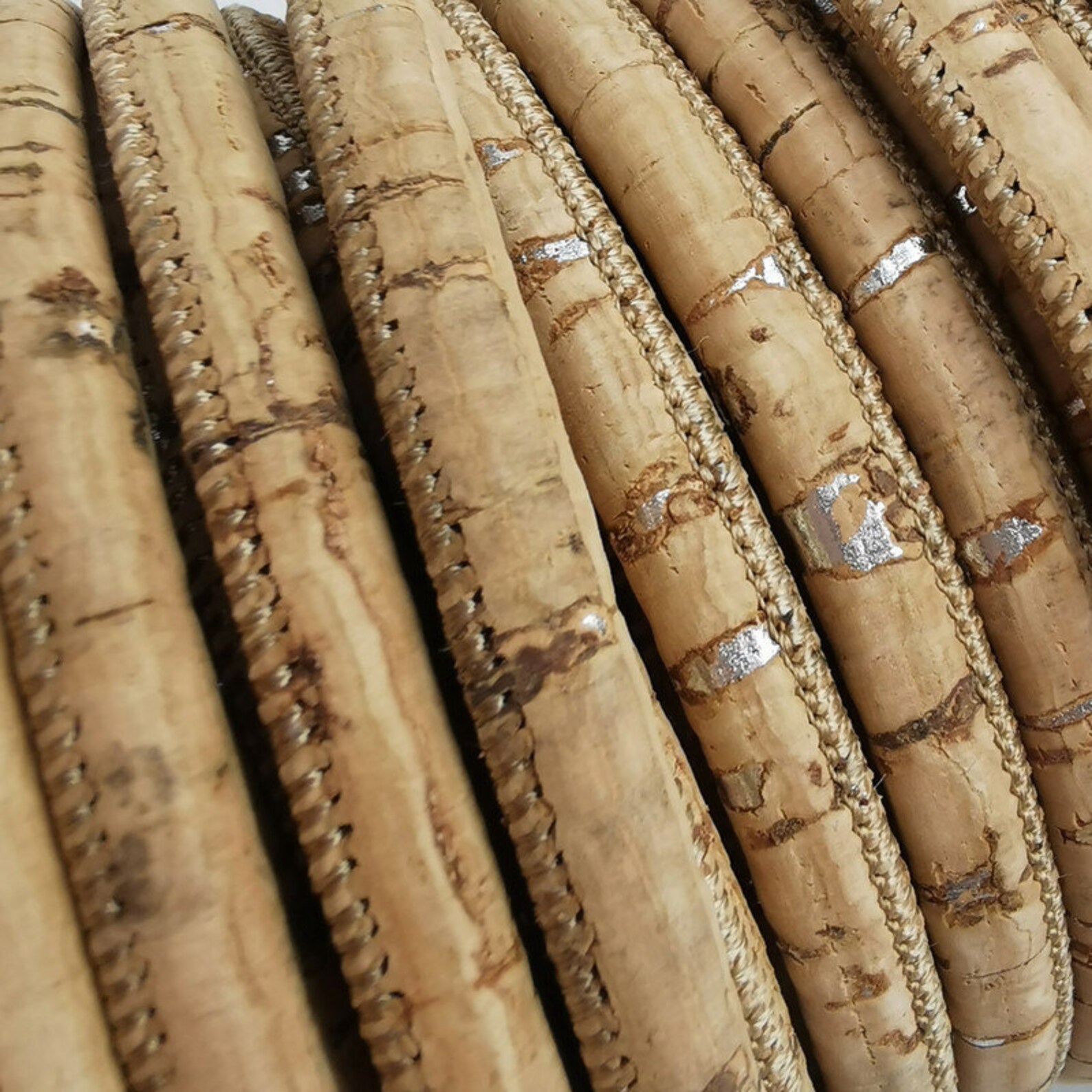 1 Meter - 5 Mm Genuine Cork Cord Silver Pigmentation (european Product ...