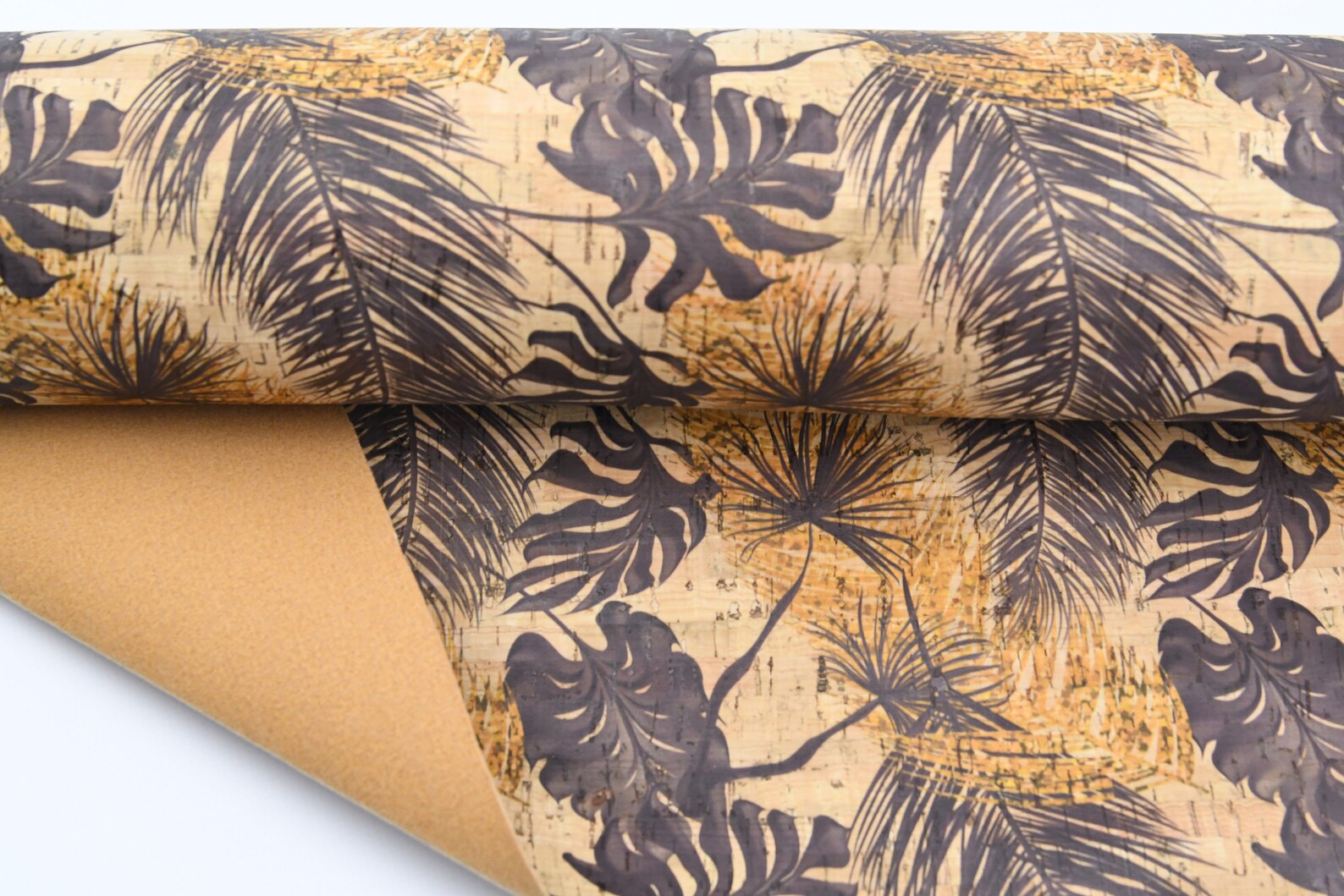 Cork Leather Portuguese Cork Fabric Tropical Pattern | Etsy