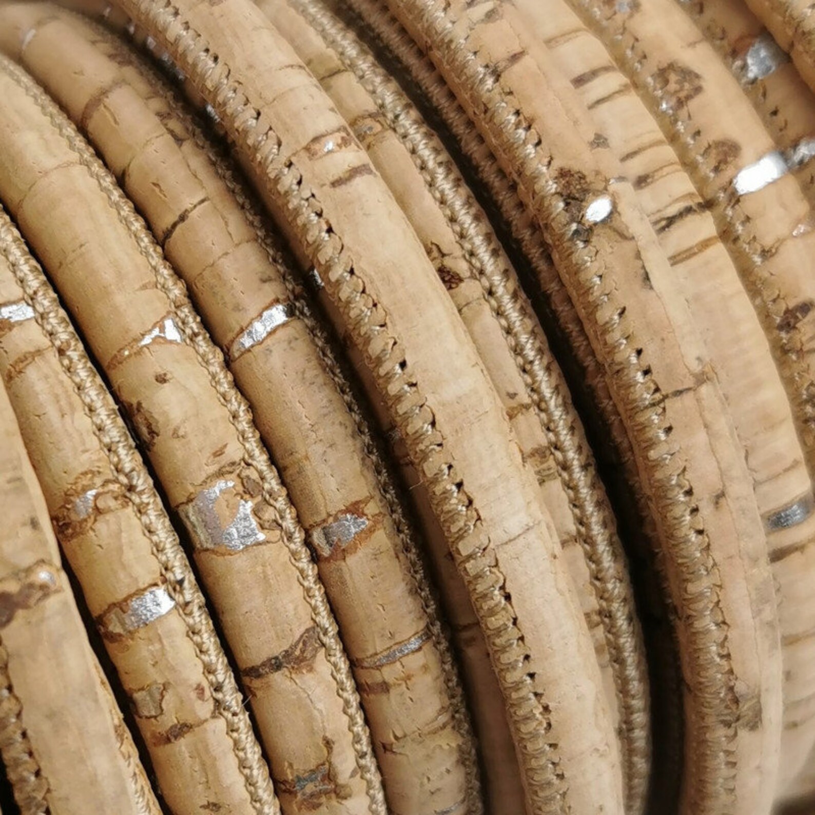 1 Meter - 5 Mm Genuine Cork Cord Silver Pigmentation (european Product ...