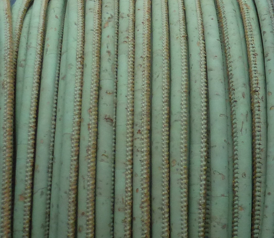 1m Cork Leather Cord 5mm Green Aqua Color REF-38 - Etsy