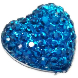 20 Blue Rhinestone Heart Shaped Flat Back Cabochon Cabs - Etsy