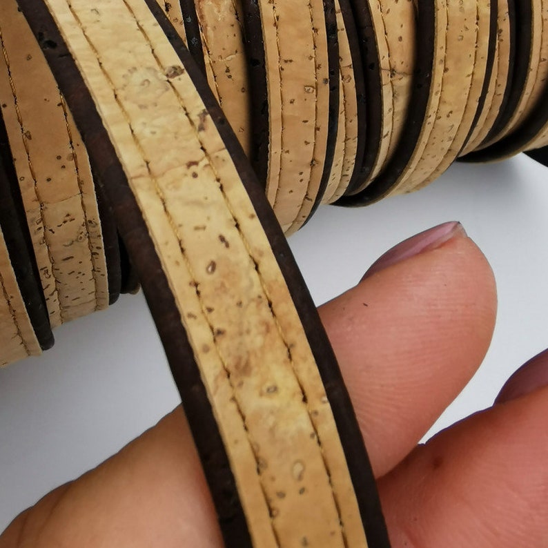 14mm Brown With Natural Cork Cord 1 Meter Portuguese Flat | Etsy