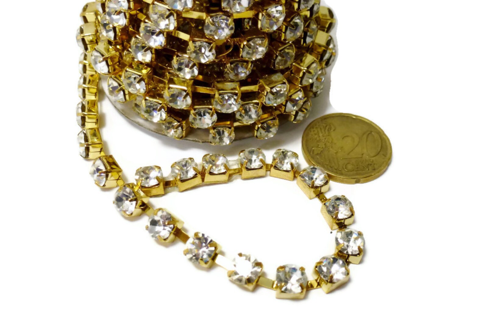 4.5m 492 Yd Golden Colour Strass 6 X 6 Mm Cristal Stone | Etsy