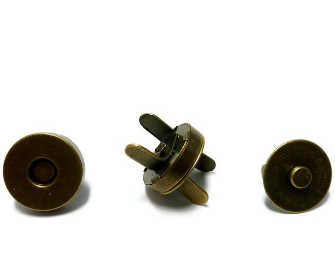 18mm Square Magnetic Purse Snaps Closures Antique Brass MAGNET SNAP MAG ...