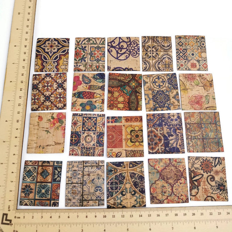 100 Pcs Cork Fabric Samples Random - SCRAP Cork Fabric Assortment- DIY ...