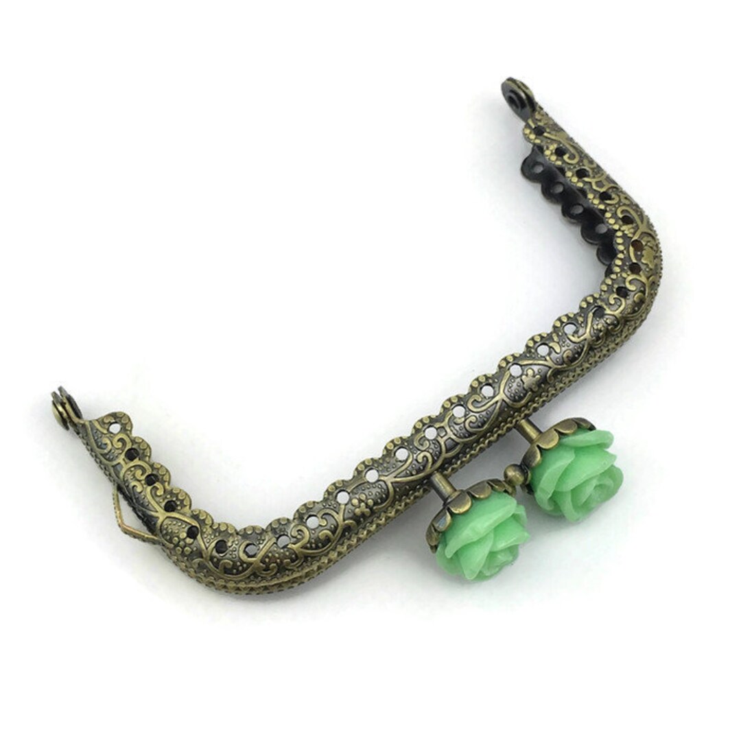 Purse Frame 8.5cm Metal Purse Frame With Green Flower F8.5/562 - Etsy