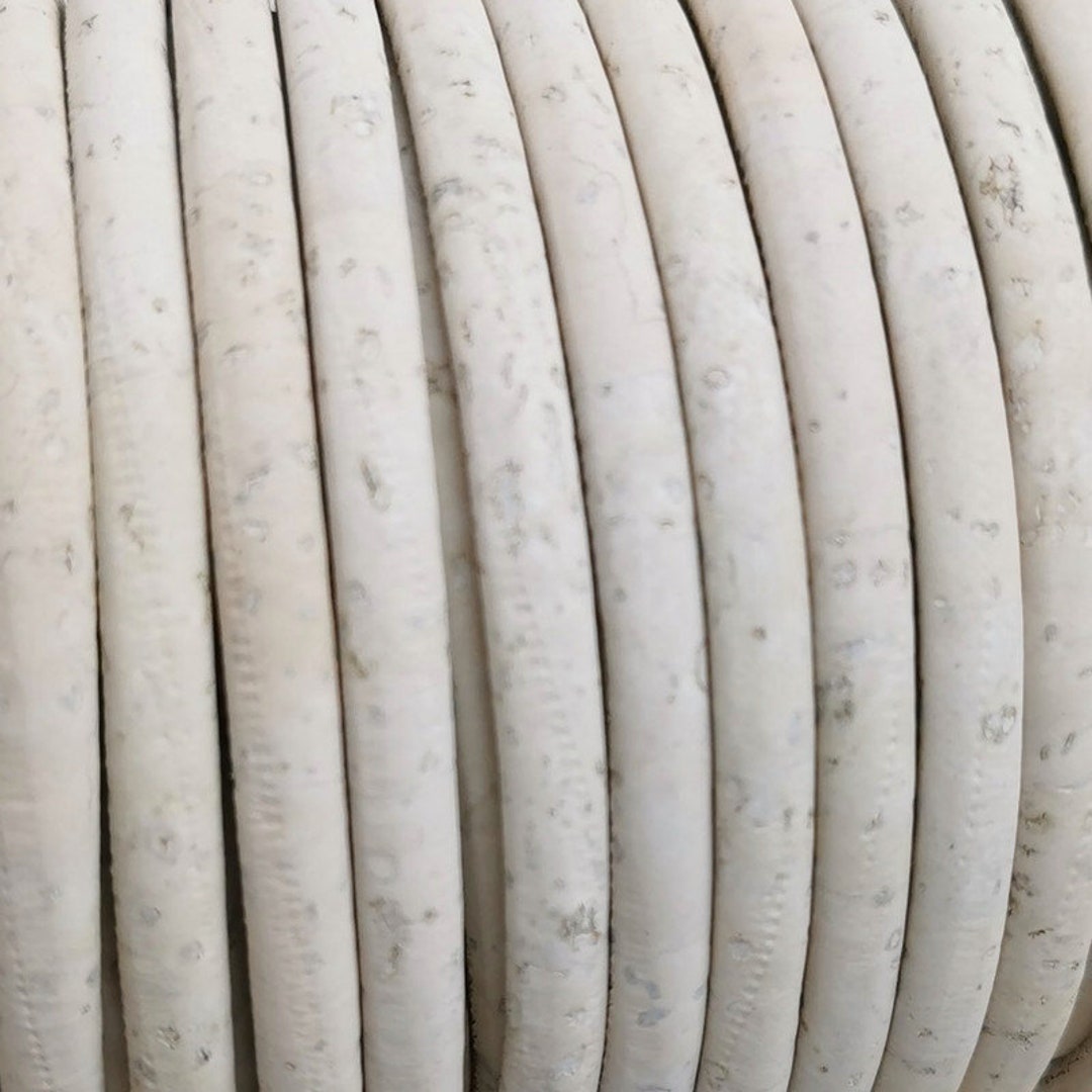 5mm White Cork Fabric Cord, 1m Portuguese Cork 5mm Cord, White Color ...