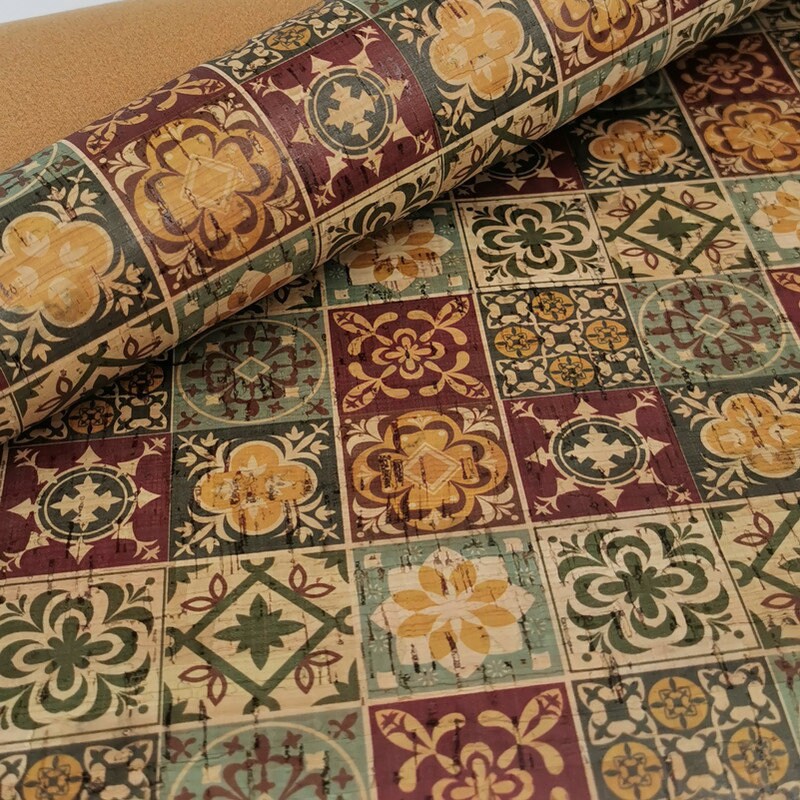 Portuguese cork fabric Printed pattern 68x50cm / | Etsy