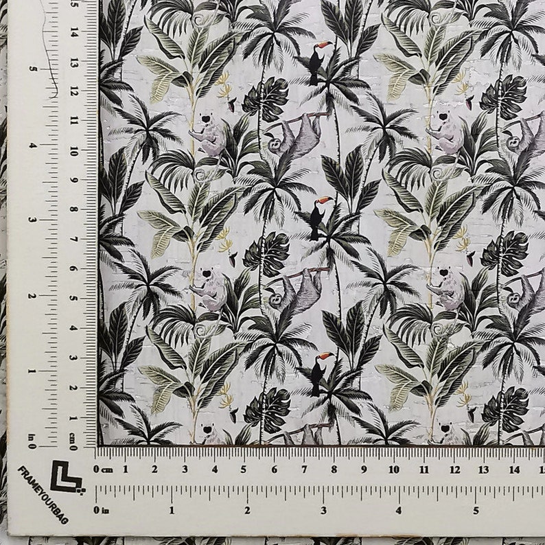 Portuguese Cork Fabric Printed Pattern on White Cork 68x50cm - Etsy