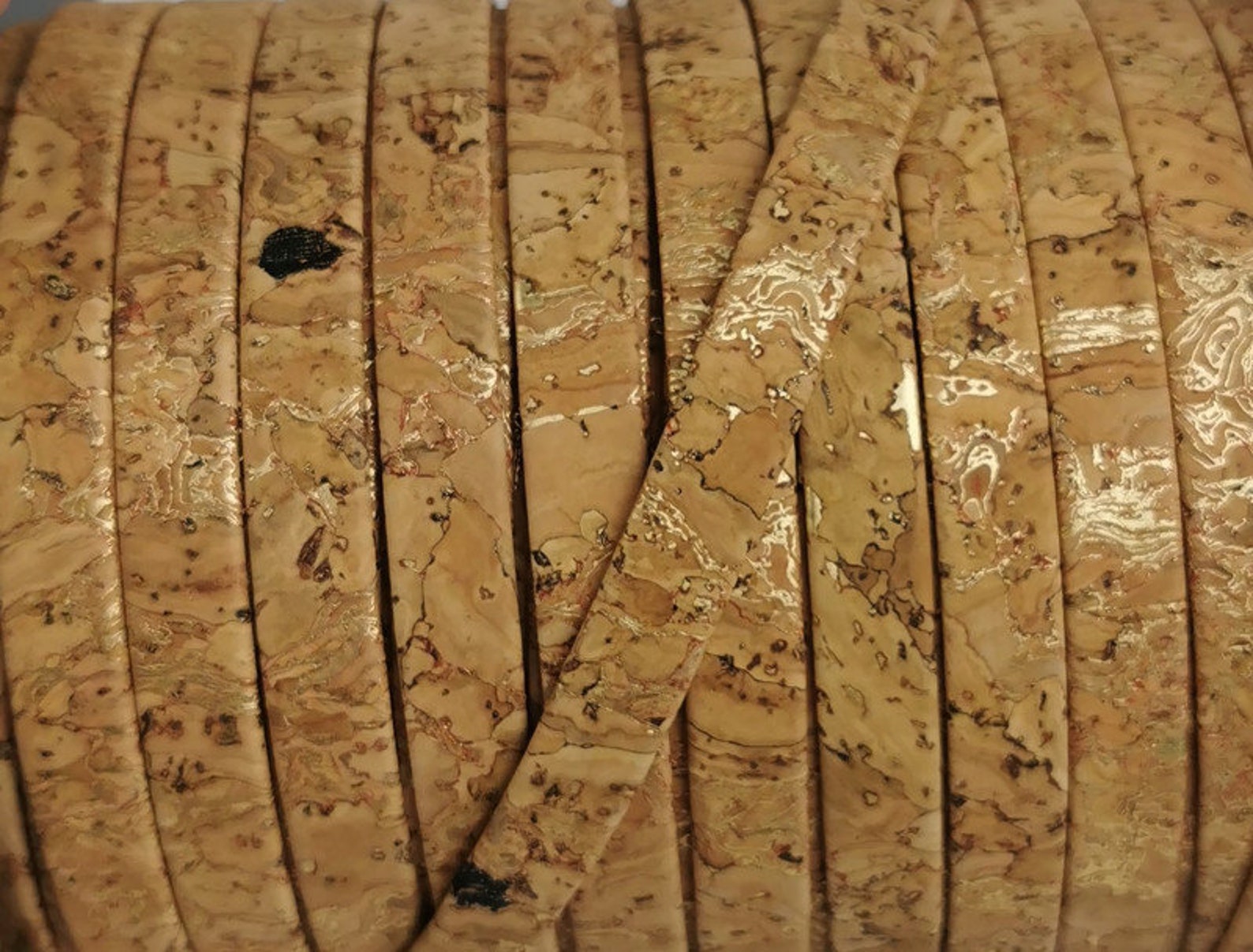 10mm Golden Roots Cork Fabric Stripe 1 Meter Portuguese Flat | Etsy