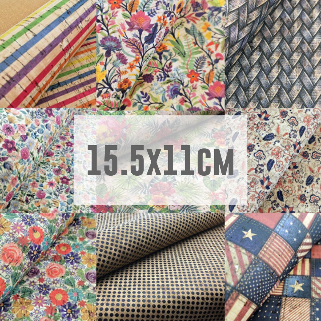15.5x11cm Portuguese Cork Fabric, Choose Your Cork Pattern Printed on ...