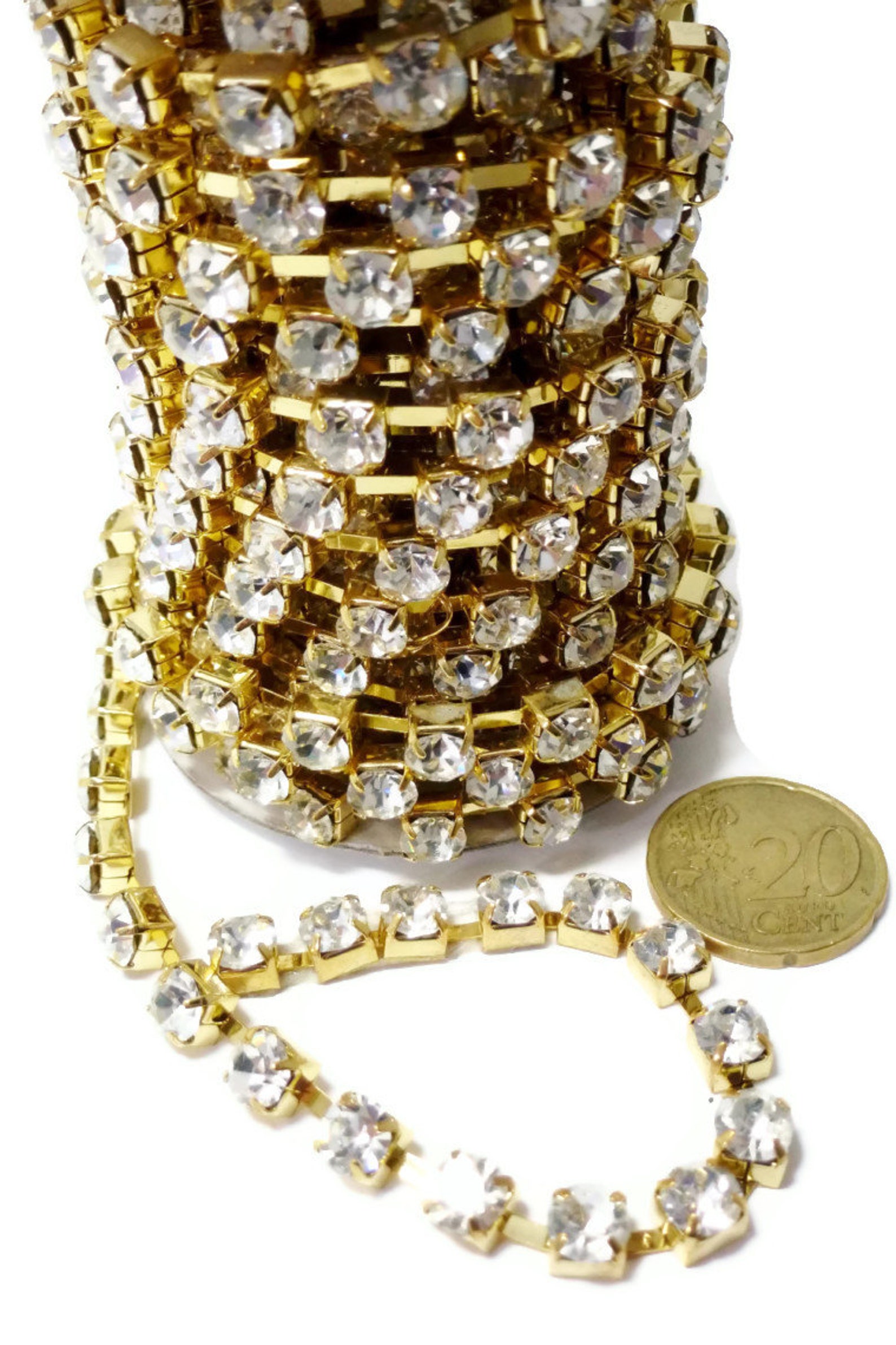 4.5m 492 Yd Golden Colour Strass 6 X 6 Mm Cristal Stone | Etsy