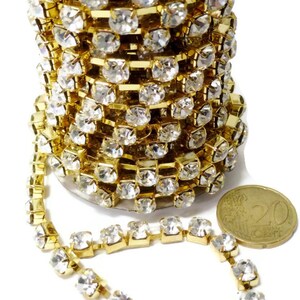 4.5m 4,92 Yd Golden Colour Strass 6 X 6 Mm Cristal Stone Chain for ...